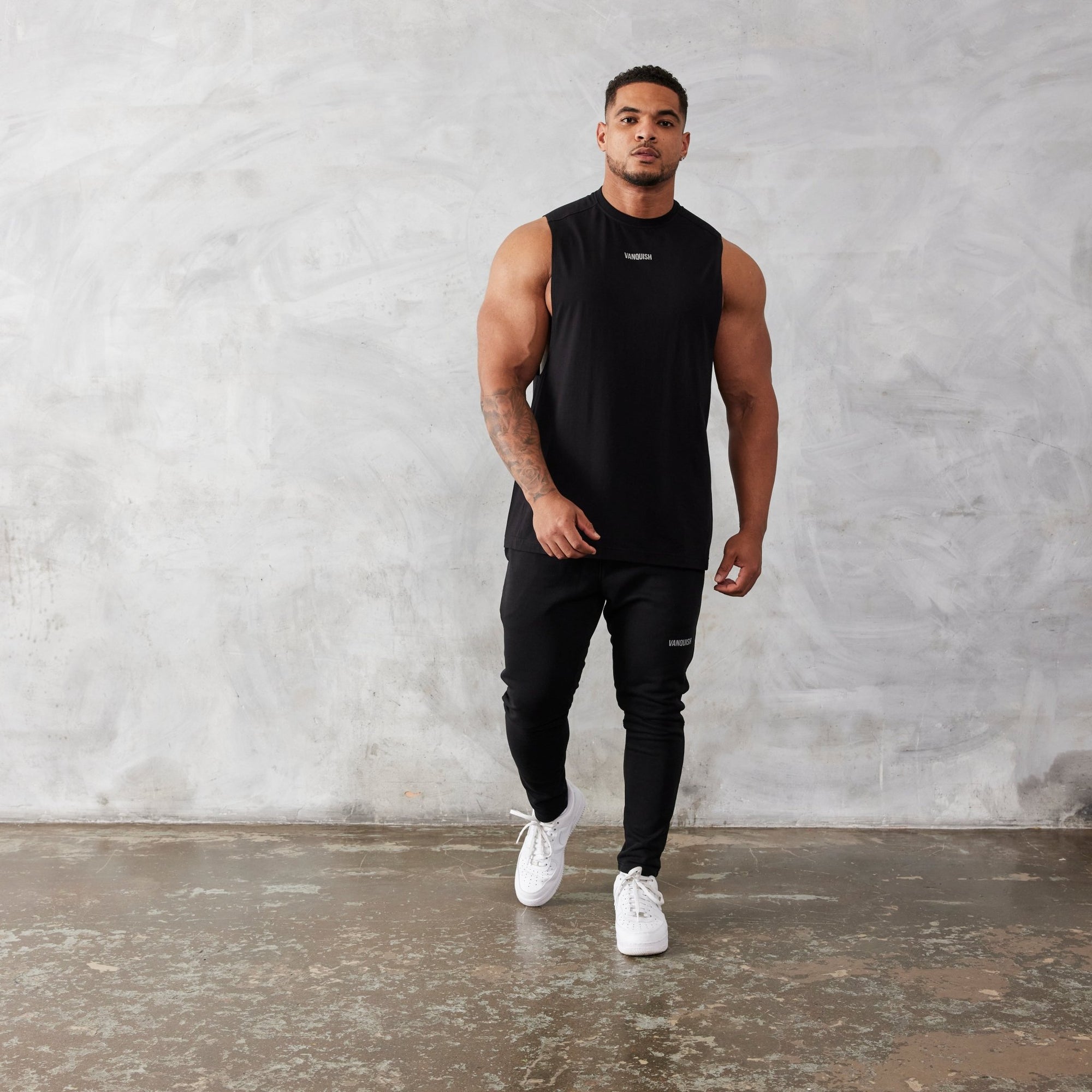 Vanquish Essential Black Oversized Sleeveless T Shirt - Vanquish Fitness